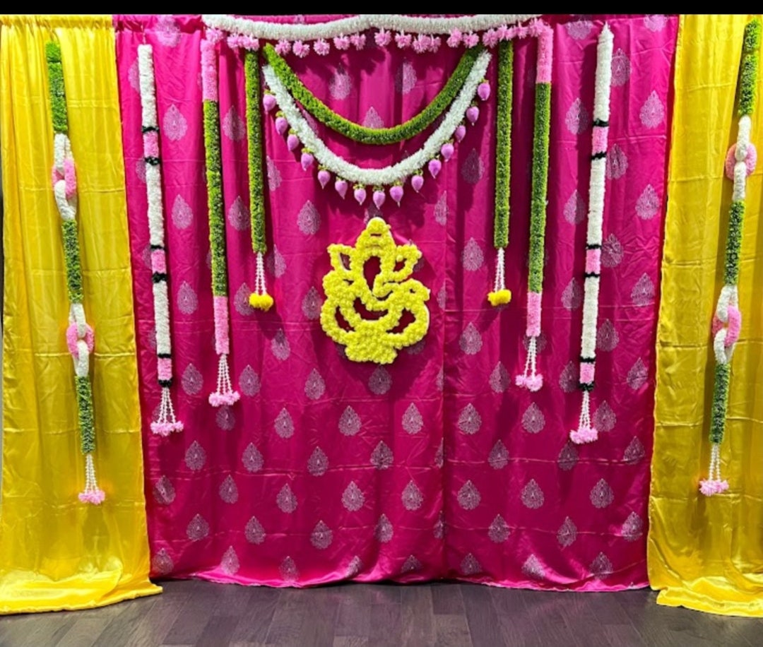 Complete Ganpati Backdrop Decoration/lotus Buds Decoration/ Ganpati ...