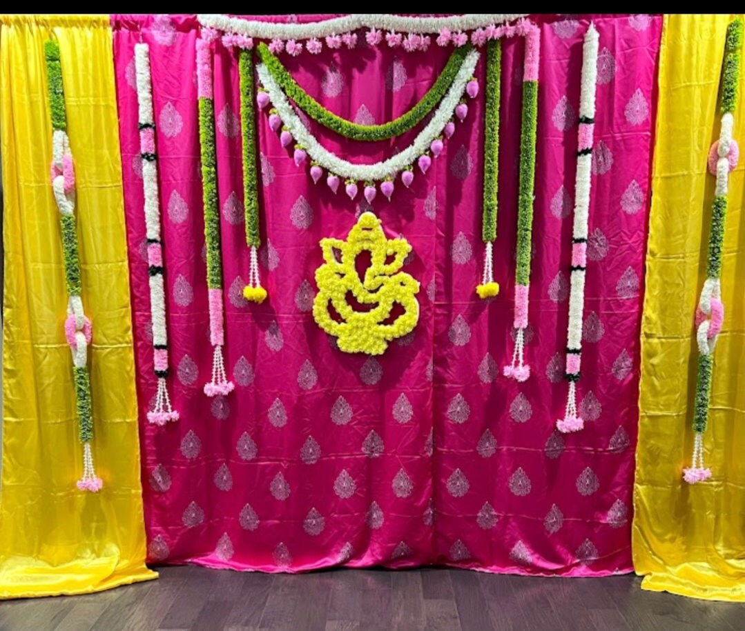 Complete Ganpati Backdrop Decoration/lotus Buds Decoration/ Ganpati ...