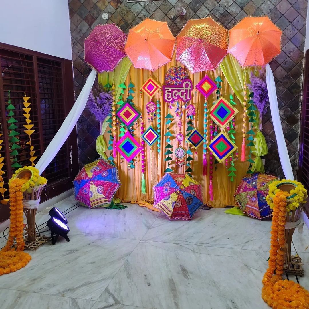Complete Haldi Backdrop With Umbrella/ Haldi Backdrop/ Haldi Decor ...