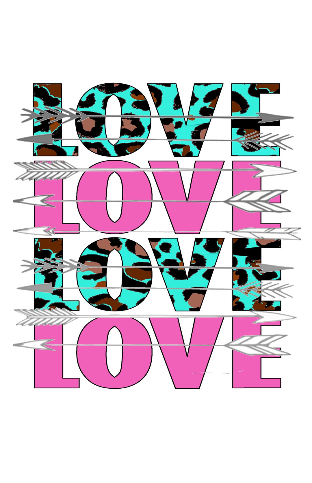 LOVE Leopard Print and Pink PNG Digital Download - Etsy