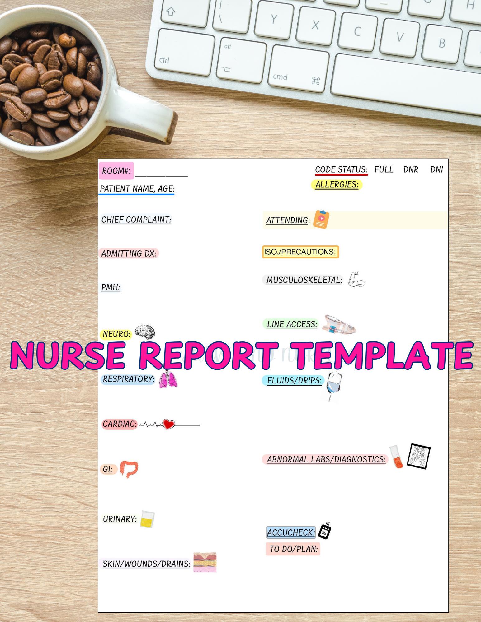 Nurse Report Sheet - Digital Template, Ideal for ICU, Step Down ...