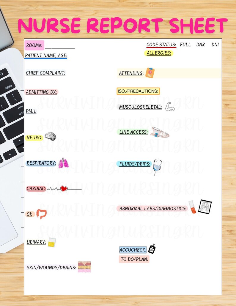 Nurse Report Sheet - Digital Template, Ideal for ICU, Step Down ...