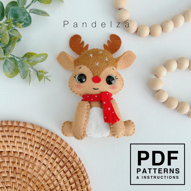 Christmas Reindeer Felt Sewing PDF Pattern, DIY Felt Toys Plush ...