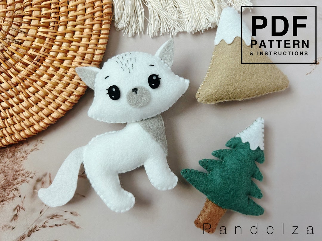 Arctic Fox , Tree, Mountain Felt Pattern. Easy Hand Sewing Arctic ...