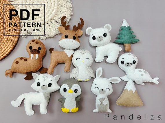 Animal Hand Sewing Pattern PDF Patterns Felt Animals Bundle Set. Easy