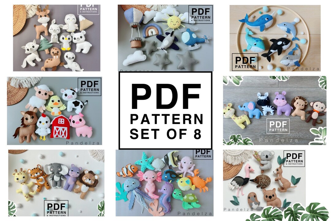Felt Sewing Pattern Animals Set Bundle. Easy Hand Sewing - Etsy