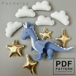 Felt Dragon Sewing PDF Pattern. Dragon Pattern. Animal Pattern Set ...