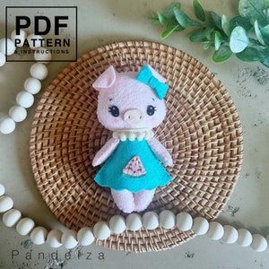 Pig Felt Doll PDF Pattern. DIY Felt Toys Doll Plushie/ Baby Mobile ...