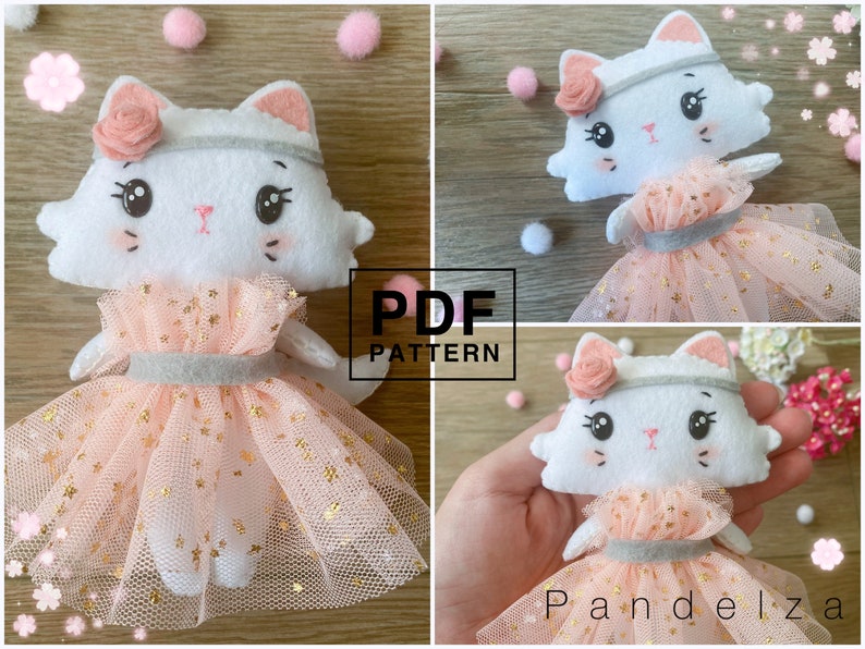 Cat Felt PDF Pattern. DIY Kitty Plushie Toy Doll Sewing With - Etsy