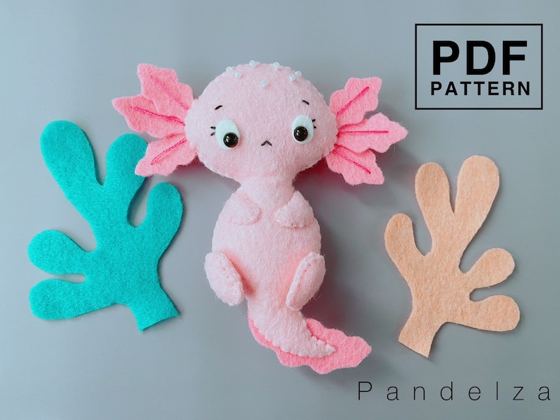 Baby Axolotl PDF Pattern. DIY Sea Animal Felt Softy Toy. Easy - Etsy
