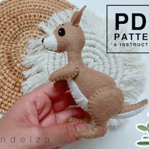 Kangaroo Felt Sewing PDF Pattern. DIY Hand Sewing Kangaroo Toy Plush ...