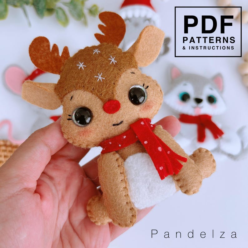 Christmas Reindeer Felt Sewing PDF Pattern, DIY Felt Toys Plush ...