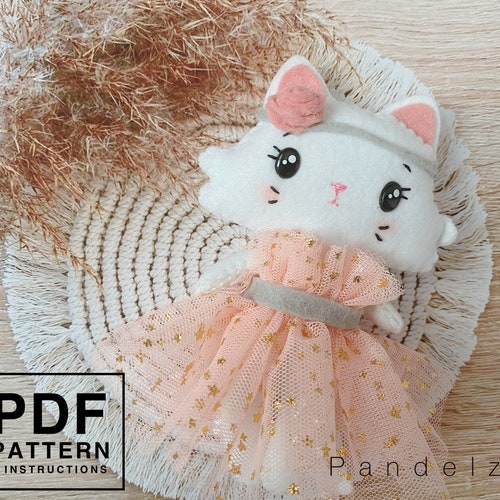 Cat Felt PDF Pattern. DIY Kitty Plushie Toy Doll Sewing With - Etsy