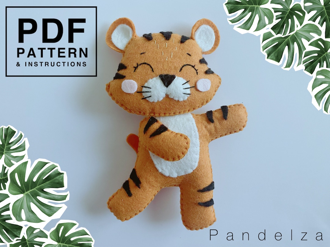 PDF Pattern: Tiger Jungle Animal Felt Sewing. Easy Sewing Pattern. DIY ...