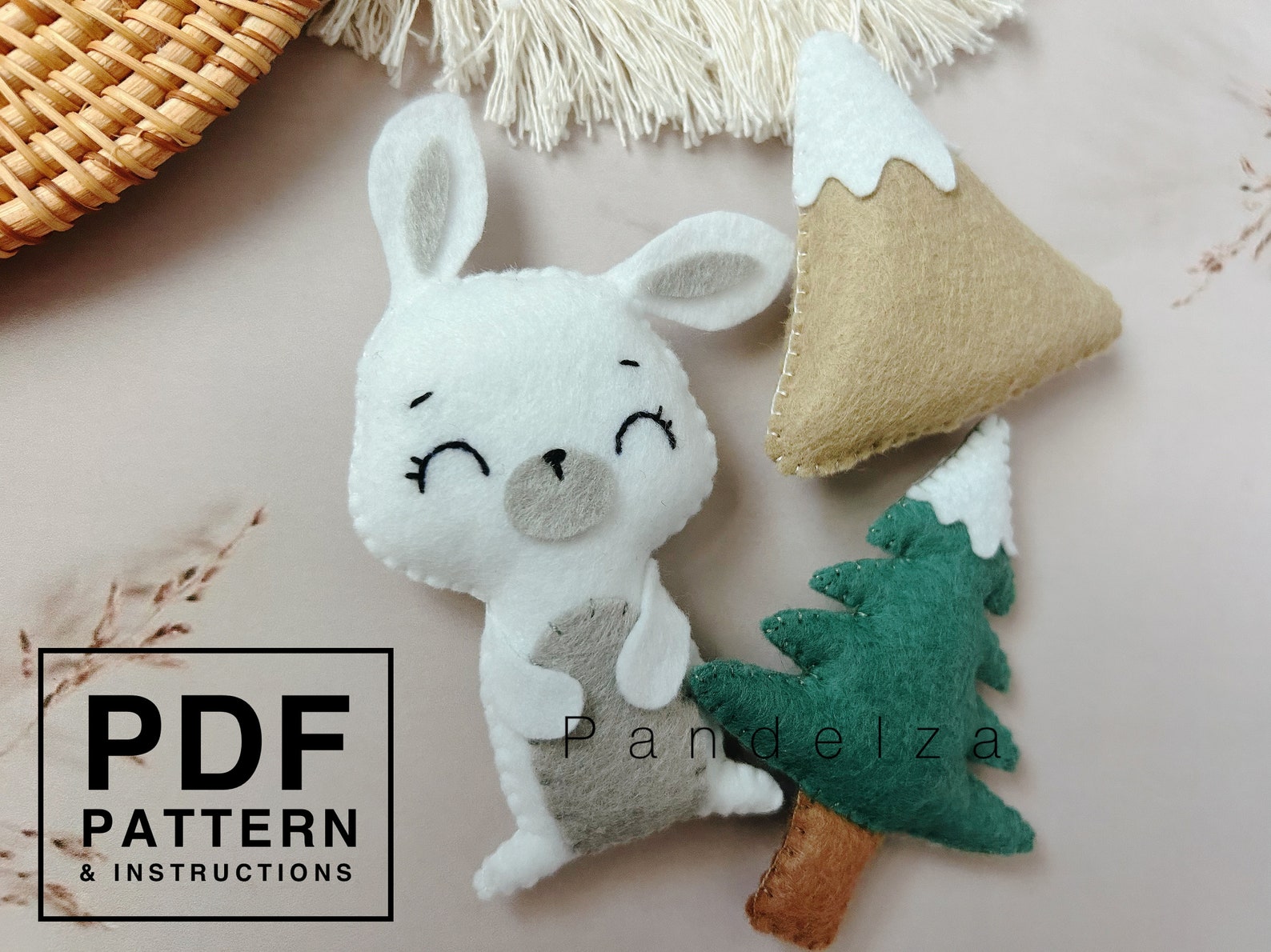Felt Pattern Arctic Animal Arctic Hare Bunny Rabbit Tree - Etsy