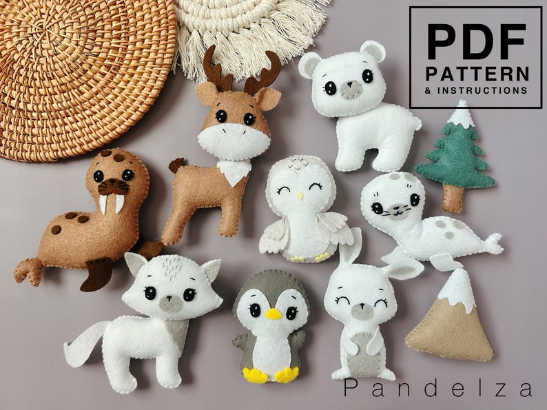 Arctic Animals Set PDF Pattern. Easy Hand Sewing Felt Plush. - Etsy