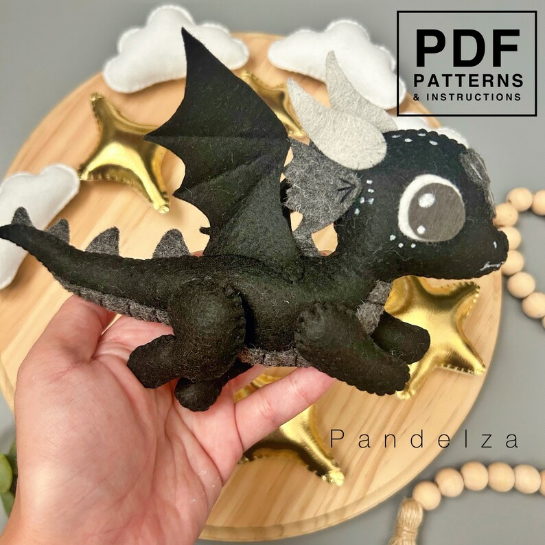 Felt Dragon Sewing Pattern, Star, Cloud Mobile (PDF Pattern) - Etsy