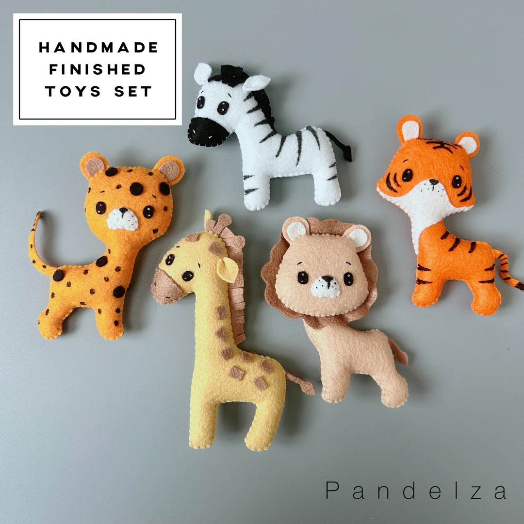Jungle Animals Felt Toys Set of 5. Handmade Felt Toys. - Etsy