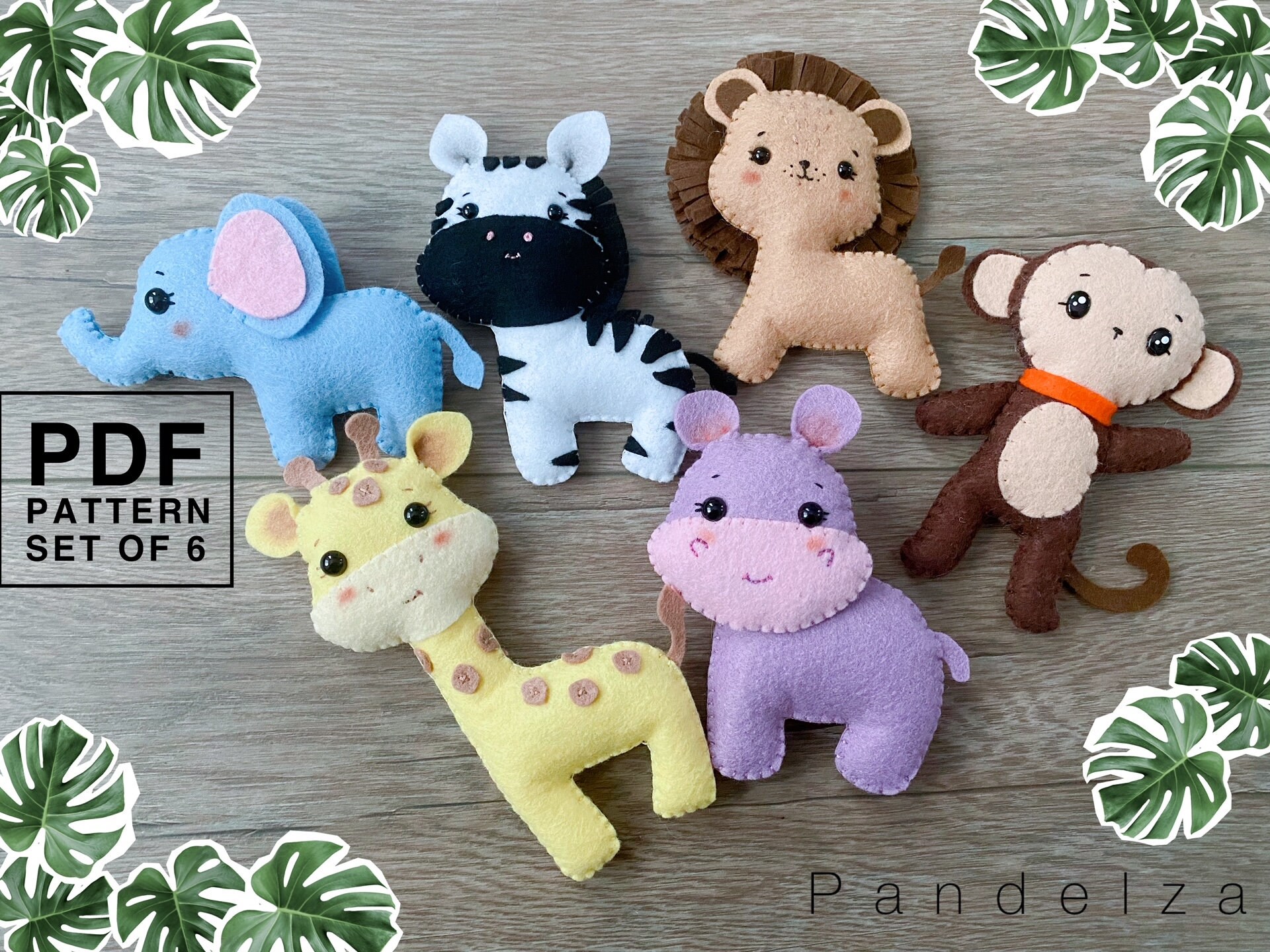 Jungle Animals Set Felt PDF Pattern. DIY Hand Sewing Felt - Etsy Canada