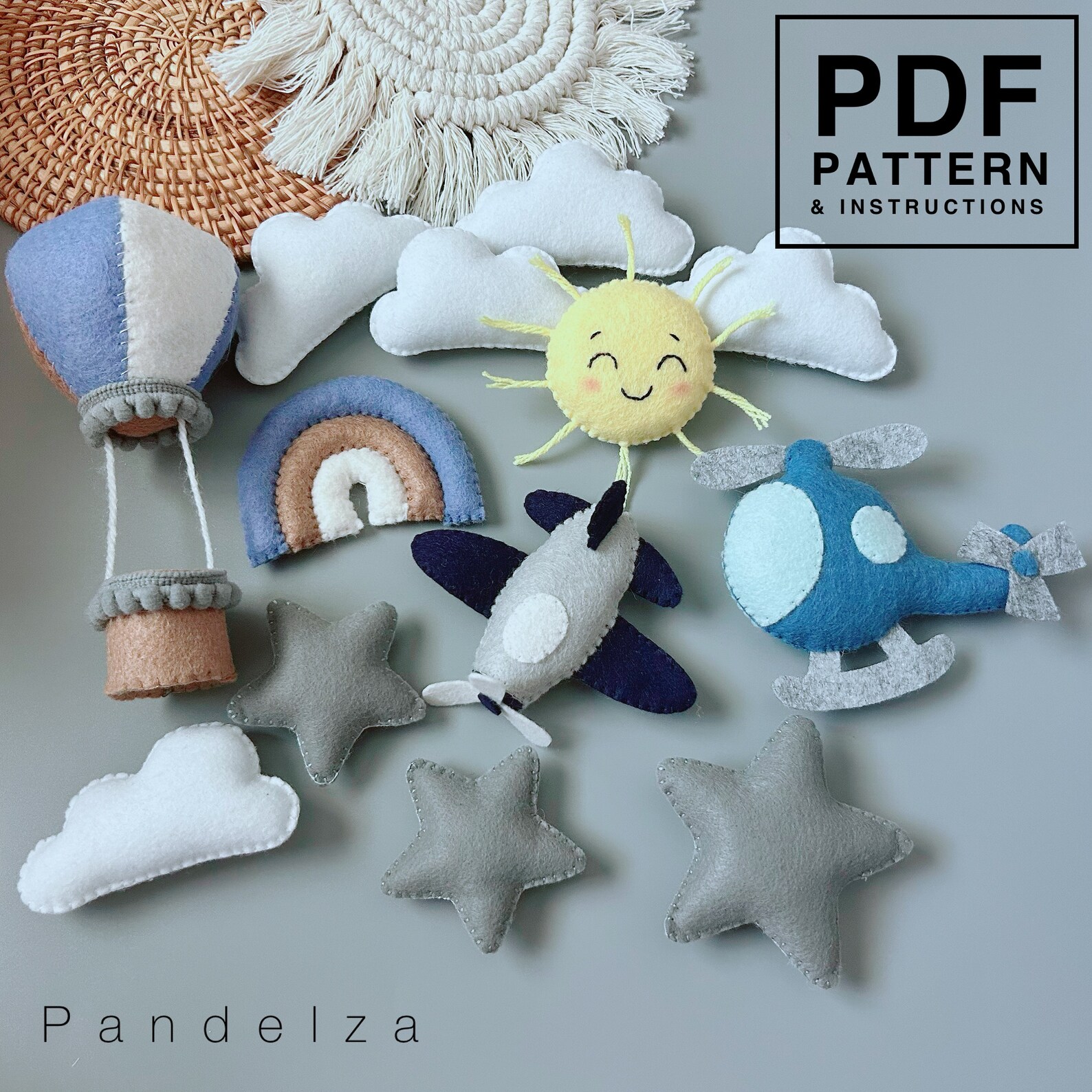 Felt Patterns Set of 7 (PDF). Stuffed Plush Patterns. DIY Felt Toys ...