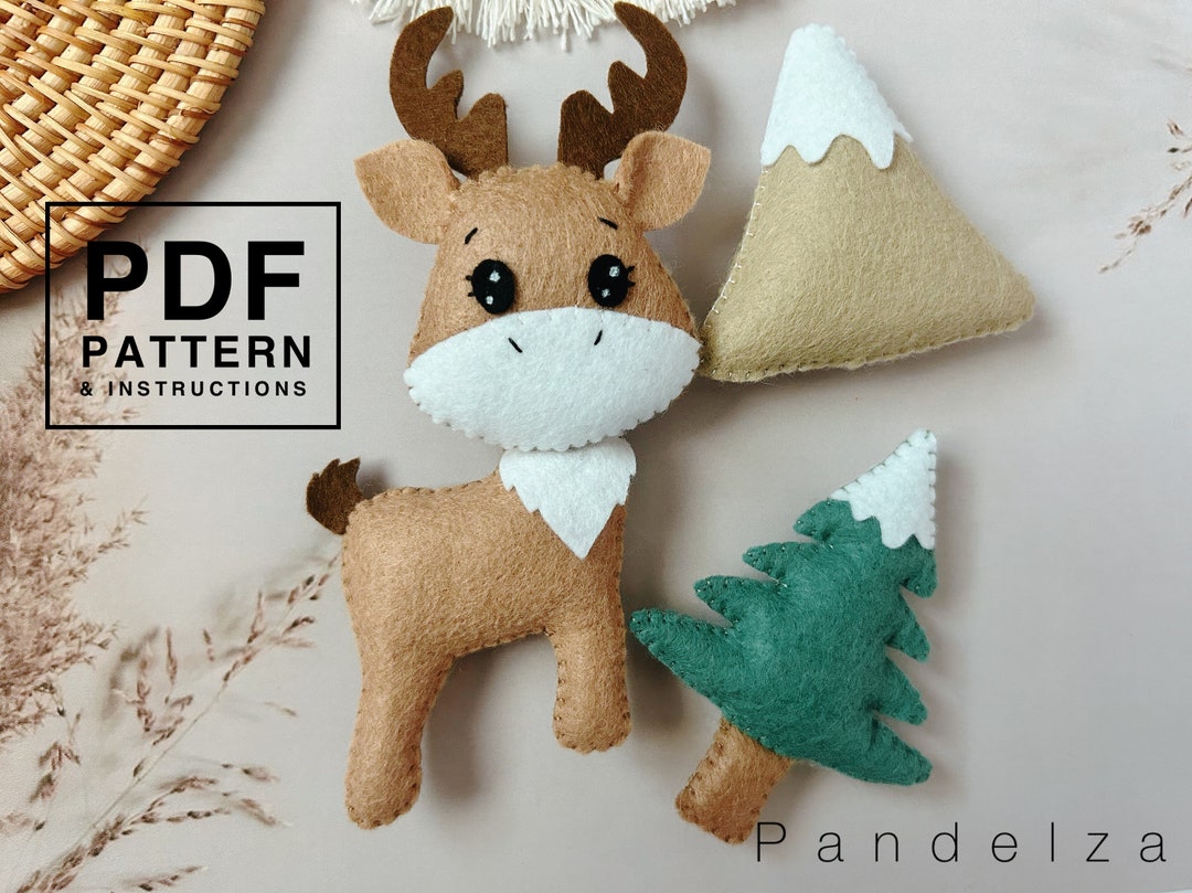 Felt Reindeer, Tree, Mountain Pattern, Hand Sewing DIY Plush (PDF ...