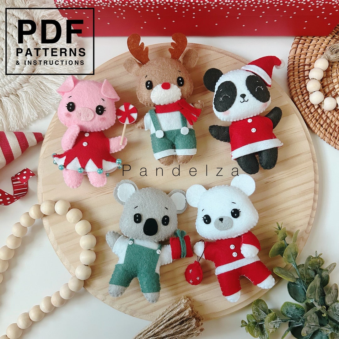Christmas Animals Set PDF Pattern With Step by Step Instructions. DIY ...