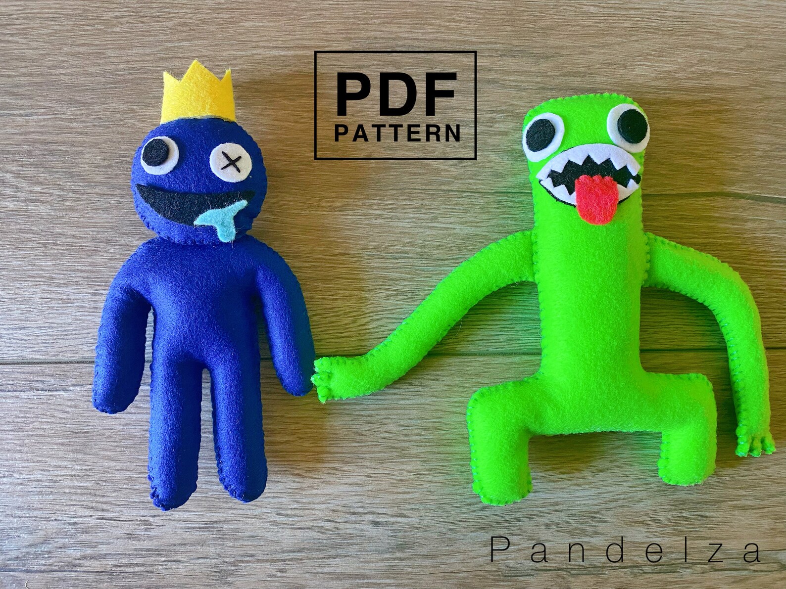 Rainbow Friends Blue and Green PDF Pattern. DIY Felt Softy - Etsy