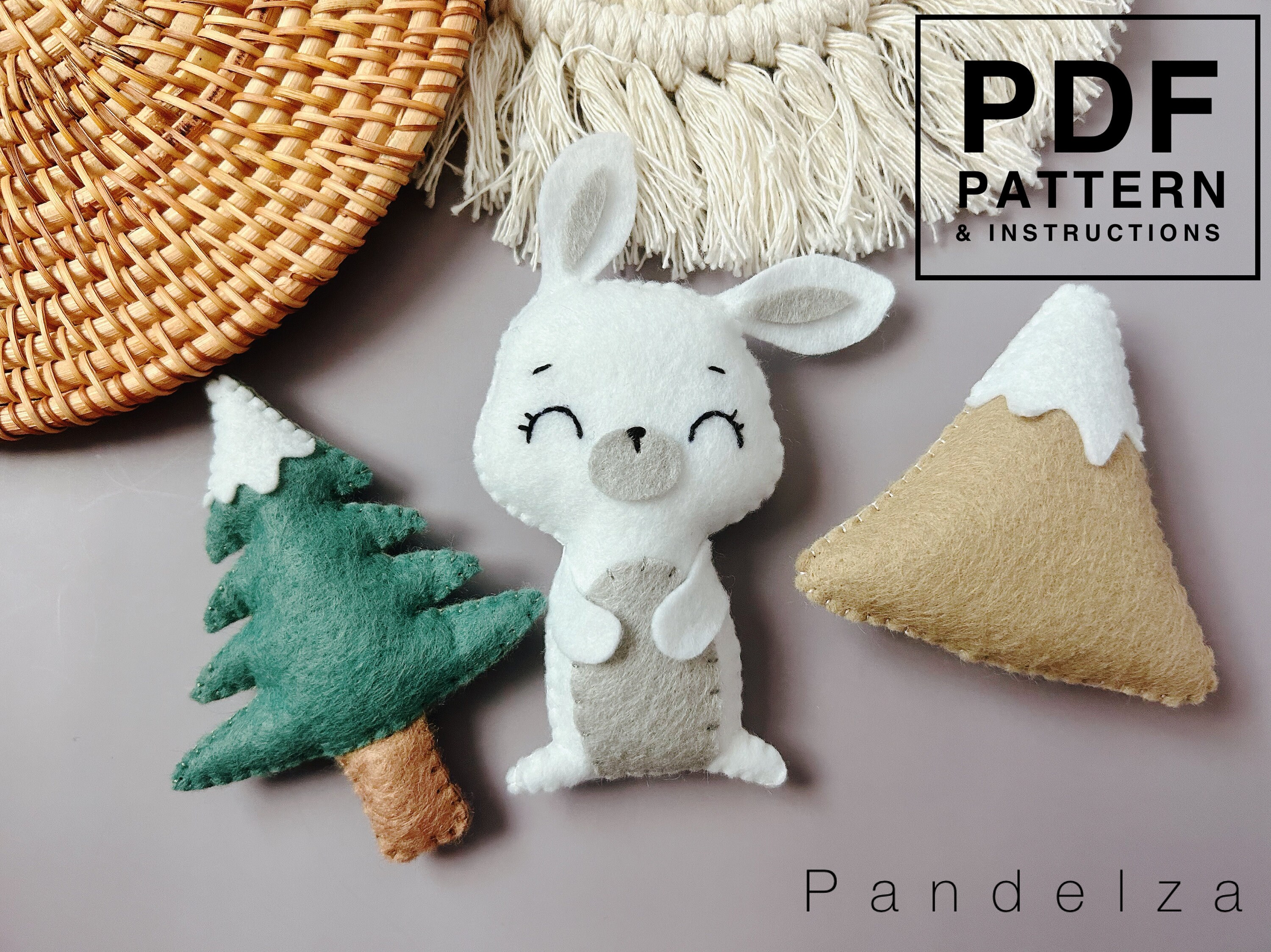 Felt Pattern Arctic Animal Arctic Hare Bunny Rabbit Tree - Etsy