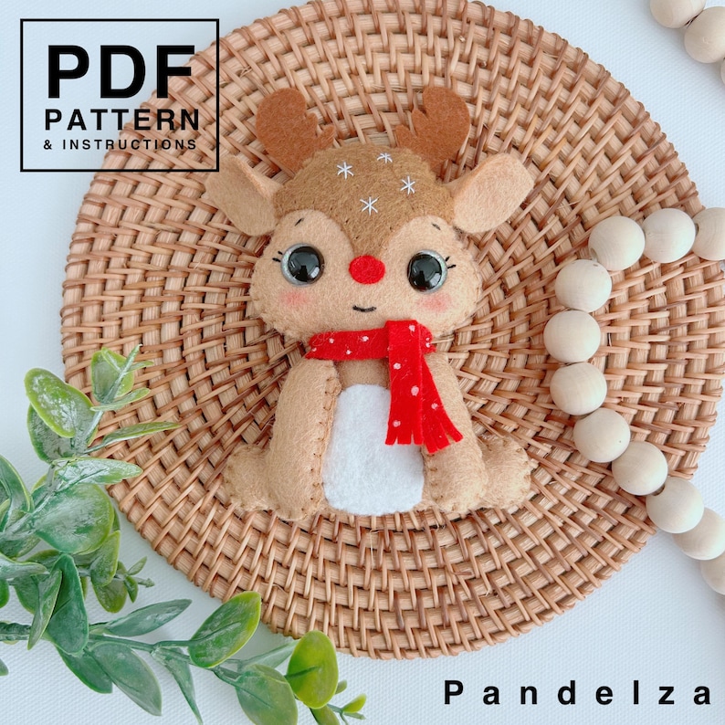 Christmas Reindeer Felt Sewing PDF Pattern, DIY Felt Toys Plush ...