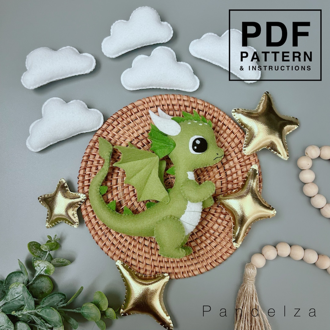 Felt Dragon Sewing Pattern. Animal Patterns. Stuffed Animal Pattern ...