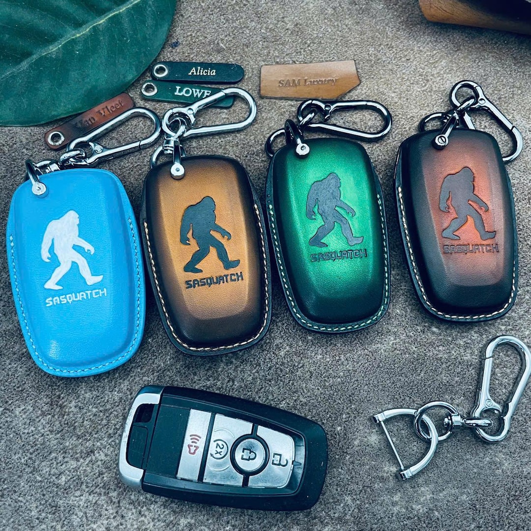 Custom Leather Bronco Key Fob Cover, Sasquatch Yeti Bigfoot Horse ...