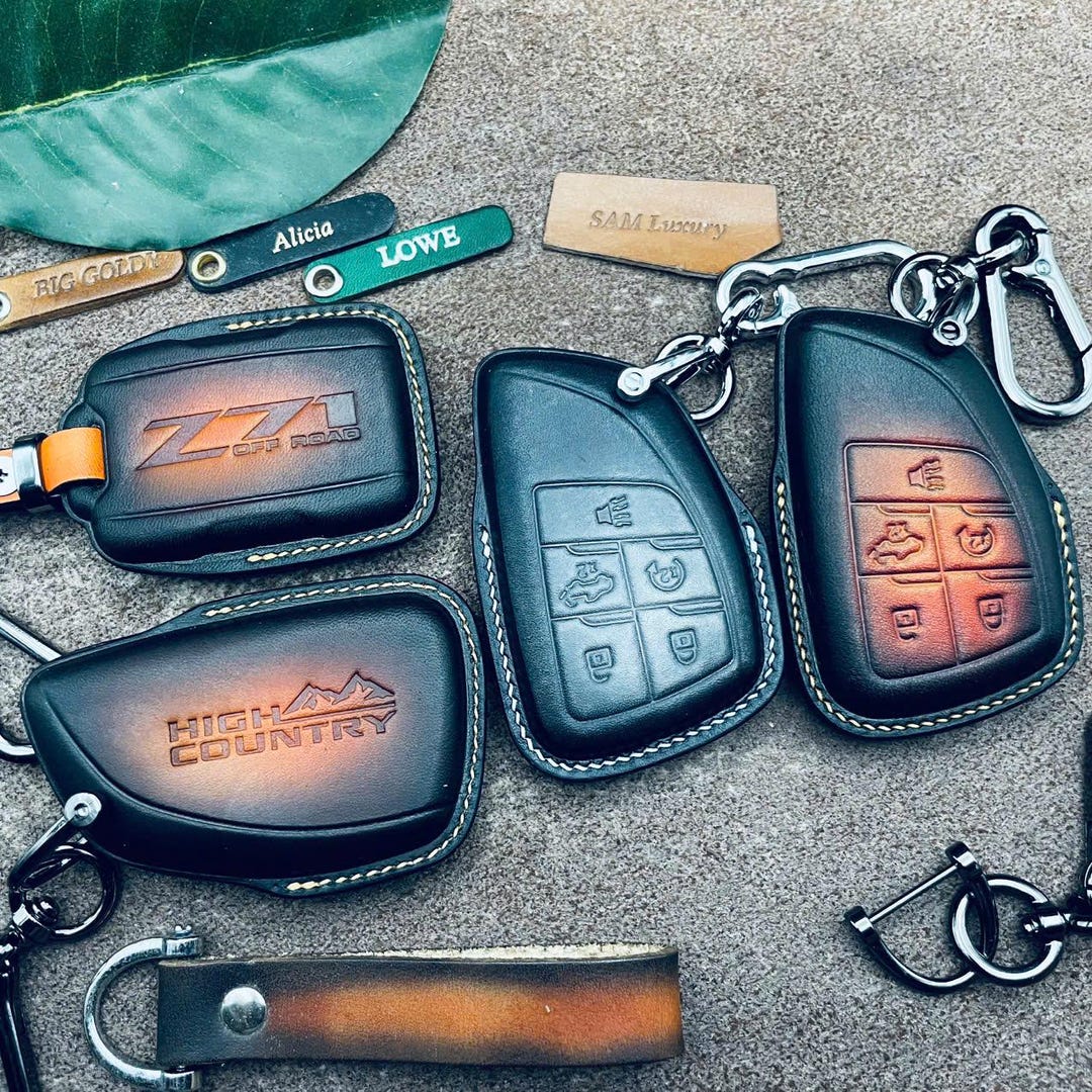 Leather Key Fob Cover Case Tahoe Silverado Suburban Equinox Acadia ...