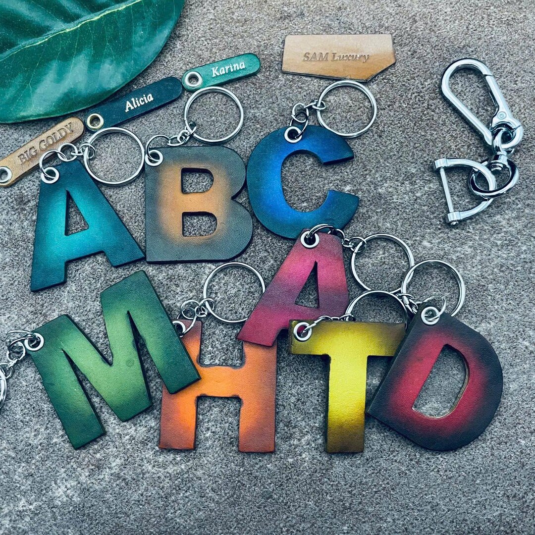 Initial Keychains Personalized Key Chains Glitter Letter Keychains ...