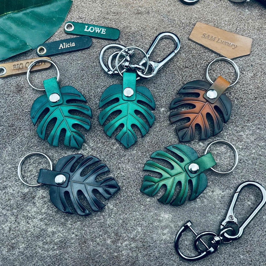 Monstera Leaf Keychain Short Accessories Hook Clip Clasp Key Fob Bag ...