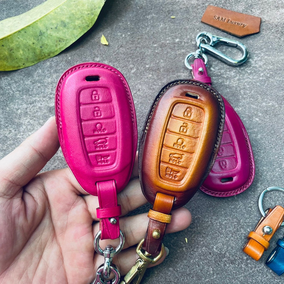 Cover Fit for Palisade Elantra Santa Fe Key Fob Cove Case Leather ...