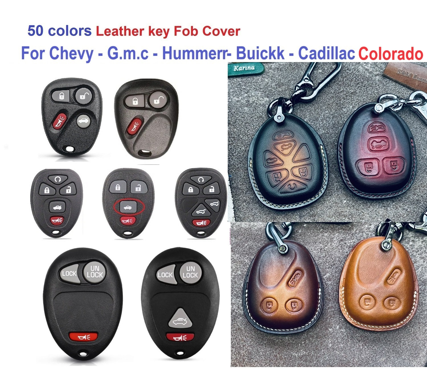 Key Fob Shell Replacement 2 Pack For Chevrolet GMC - Carbon Fiber Black ...