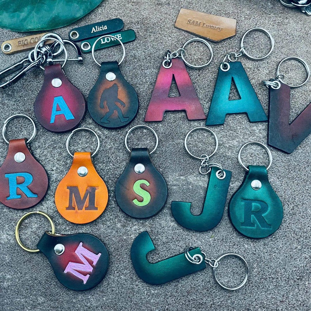 Letter Keychain Glitter Initial Letters Key Chains Custom Personalized ...