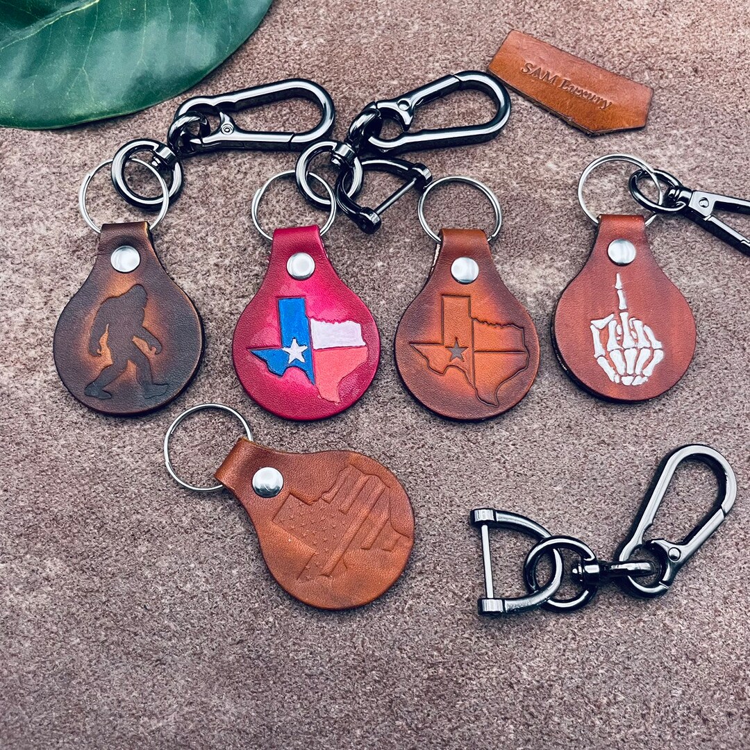 Custom Texas Keychain Texas Map Flag Keychain Short Leather - Etsy