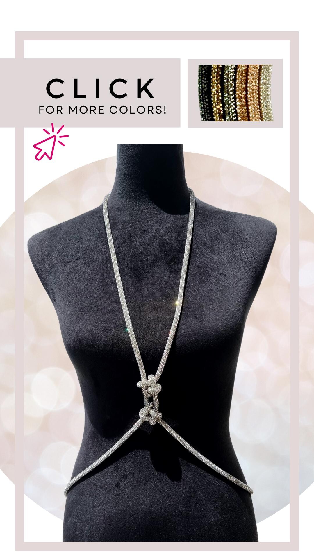 THE LYNX, Crystal Rhinestone Body Chain, Handmade Body Jewelry, Crystal ...