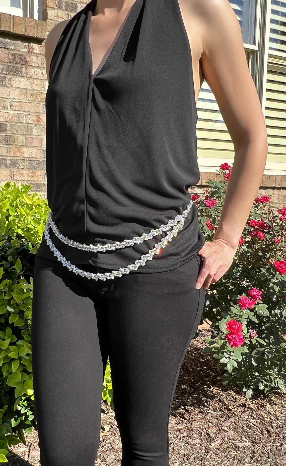 Fashion Belt Handwoven Rhinestone Belt, Layered Sparkly Belt ...