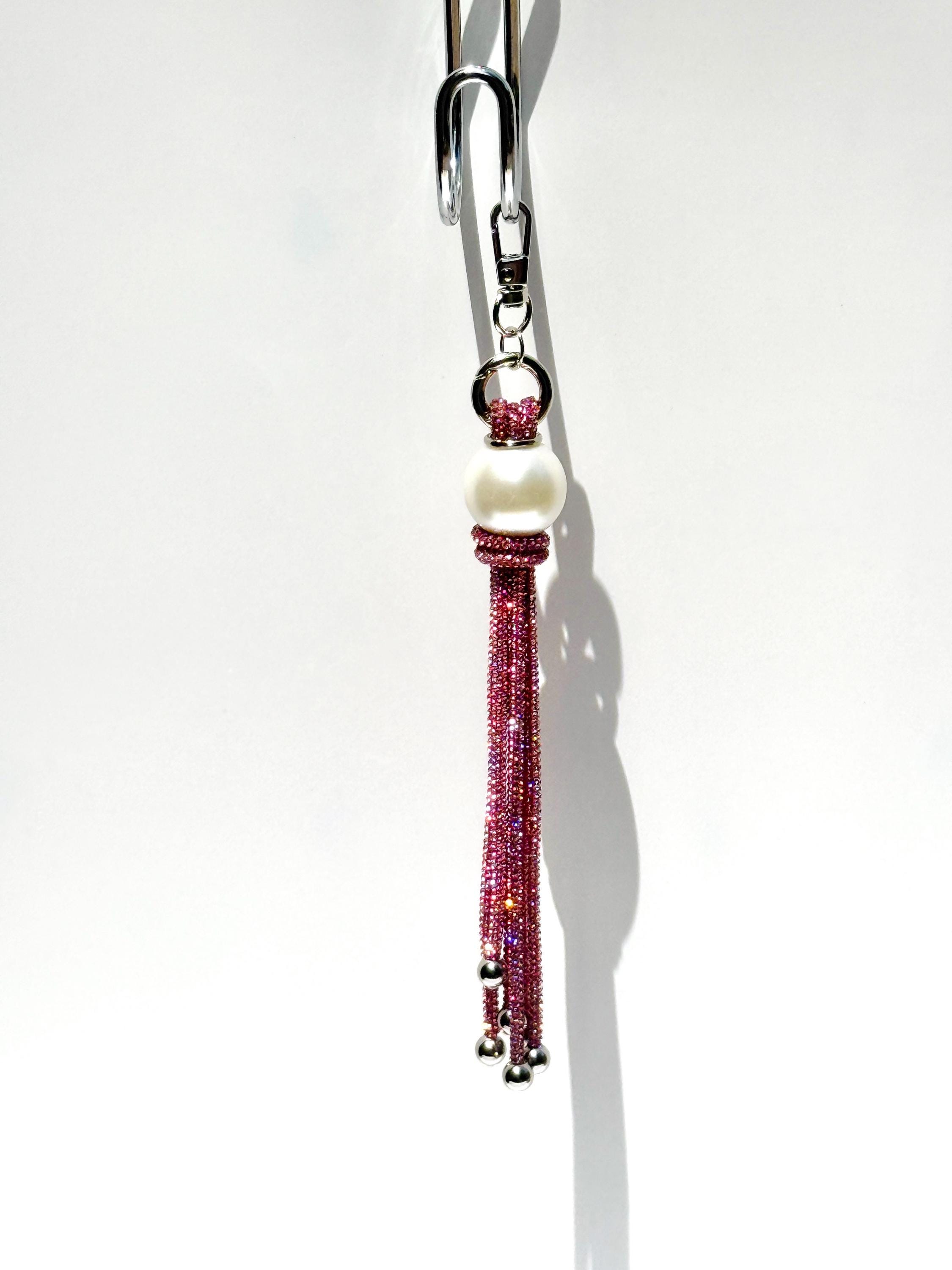Pearl Bag Charm, Crystal Rhinestone Bag Charm, Tassel Bag Charm ...