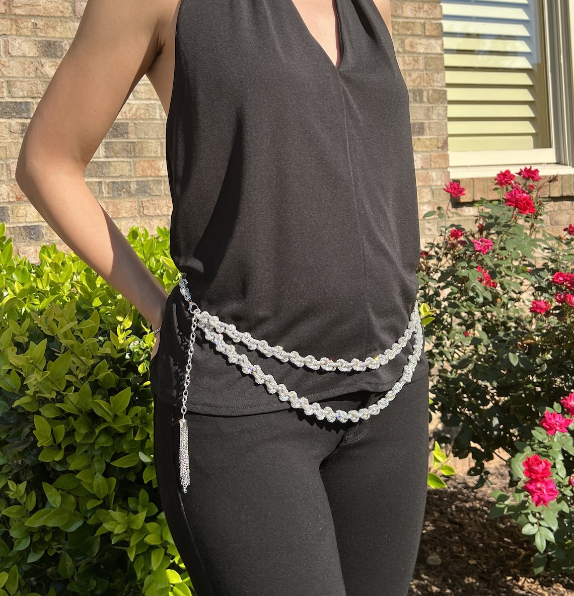 Fashion Belt Handwoven Rhinestone Belt, Layered Sparkly Belt ...