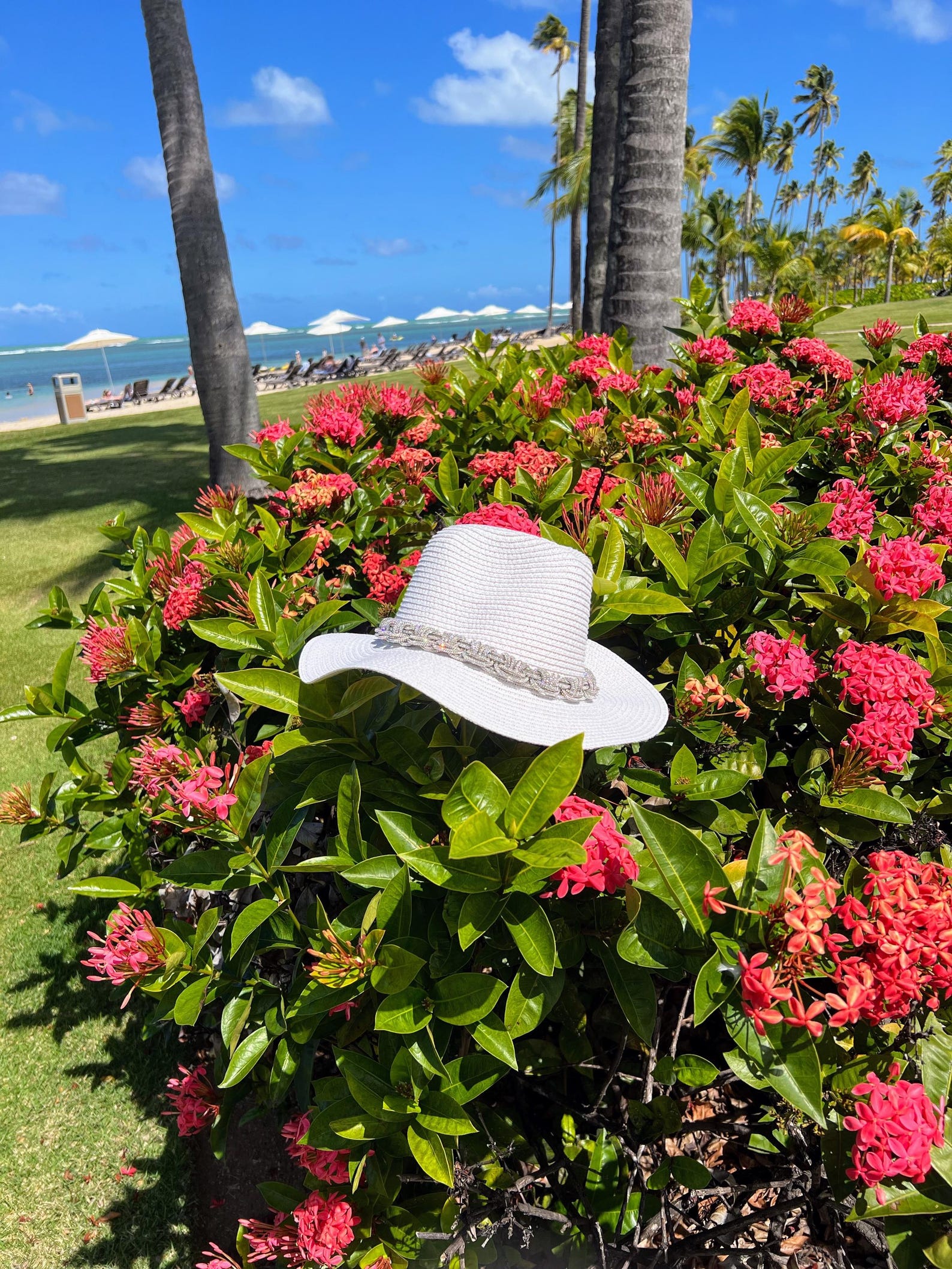 Crystal Rhinestone Straw Fedora With Adjustable Band, Embellished Sun ...