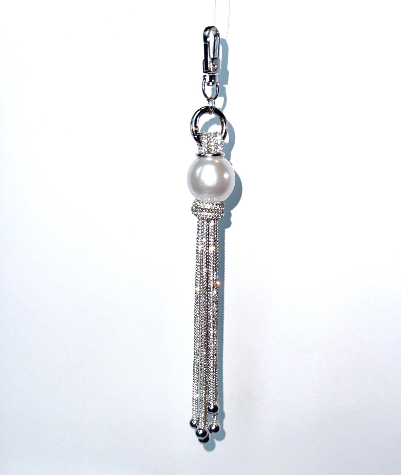 Pearl Bag Charm, Crystal Rhinestone Bag Charm, Tassel Bag Charm ...