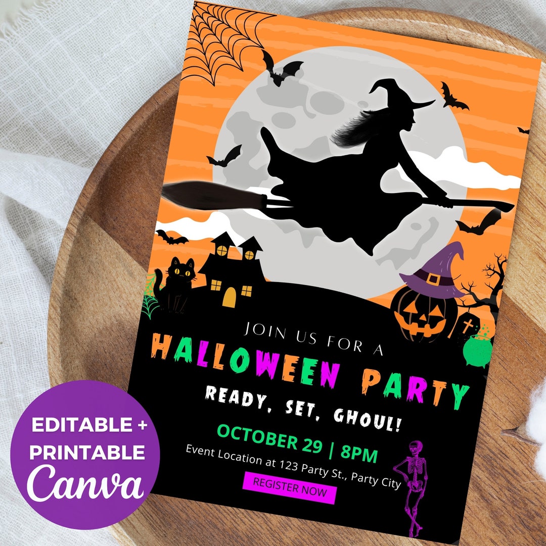 Editable Halloween Invitation Digital Halloween Birthday Party Invitation Halloween Invitation ...