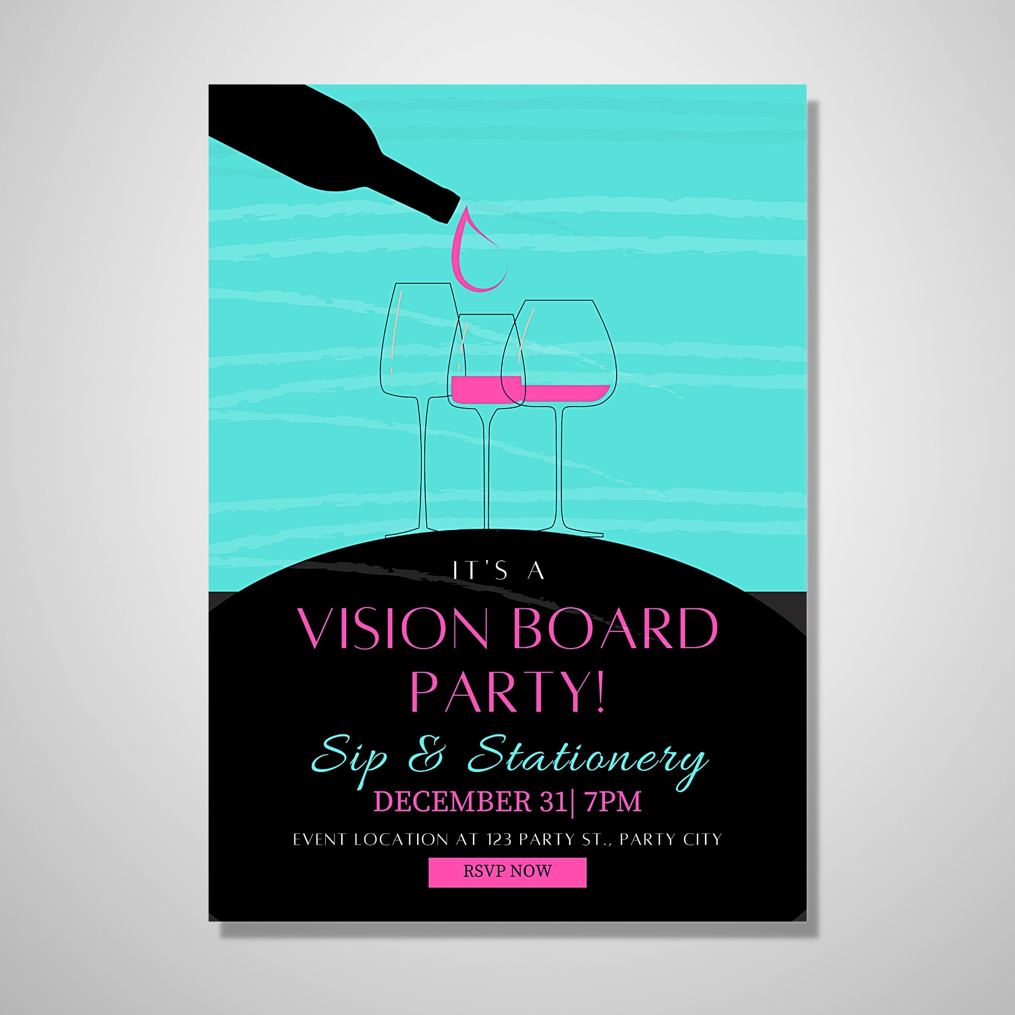 Vision Board Party Invitation Template Vision Board Template Vision ...