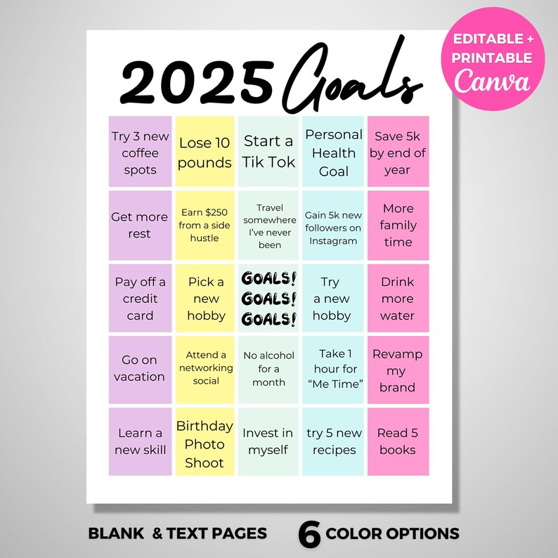 Vision Board Template Vision Board Bingo Vision Board Kit Vision Board ...