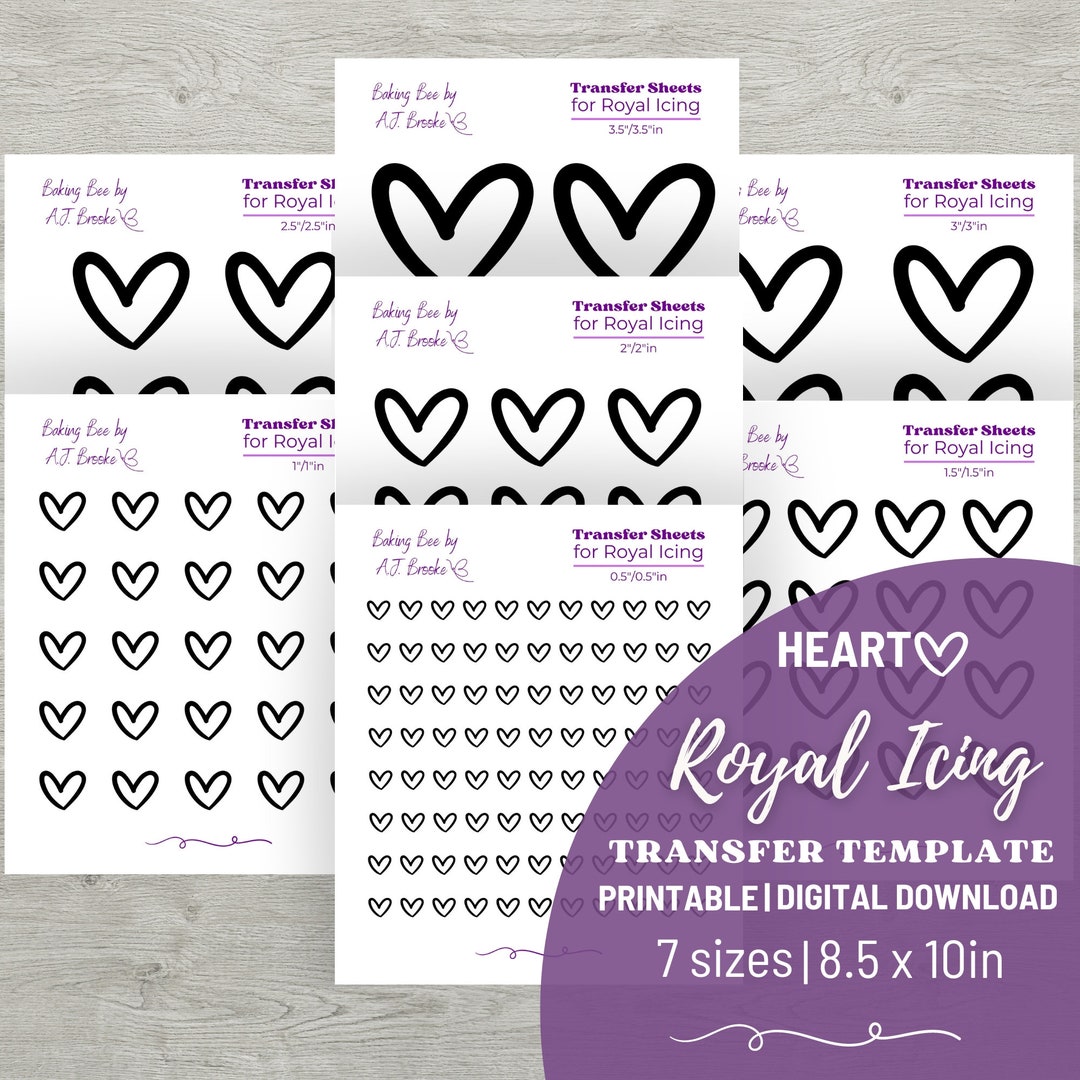 Heart Royal Icing Transfer Template | Royal Icing Heart Template ...