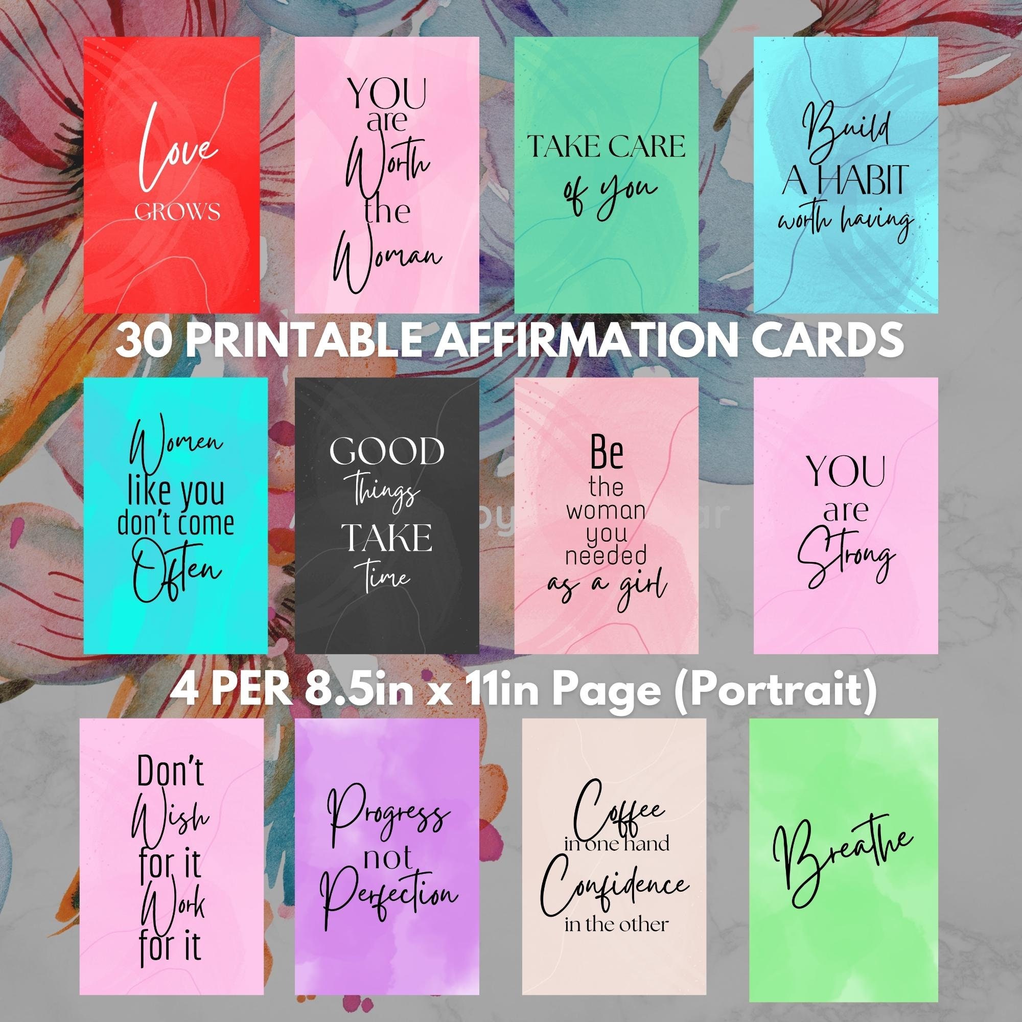 Affirmation Cards Printable Daily Meditation Digital Quote Cards Adult ...