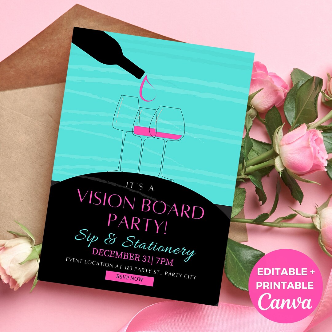 Vision Board Party Invitation Template Vision Board Template Vision ...